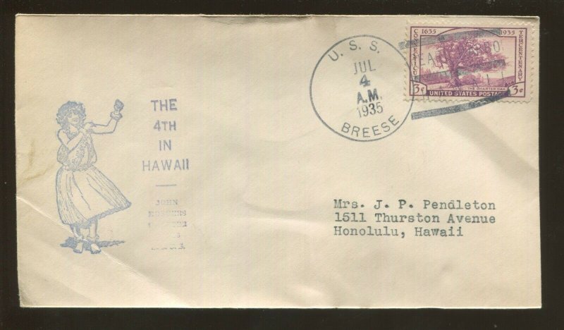 1935 USS BREESE Pearl Harbor Honolulu Hawaii Fourth of July Navy Postal ...