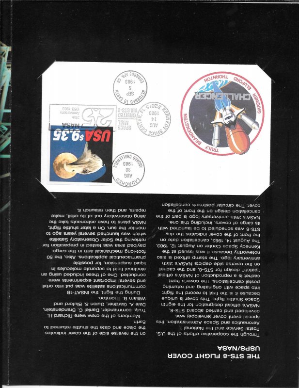 #1909 STS-8 Space Flight Cover in Official USPS/NASA Folder (my164 ...