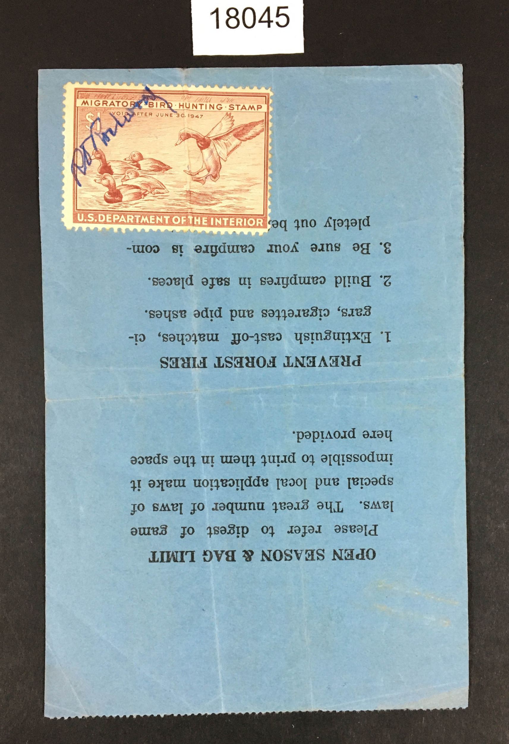 US Stamps # Rw13 Hunting License Duck Used $13 LOT #18045 | United ...