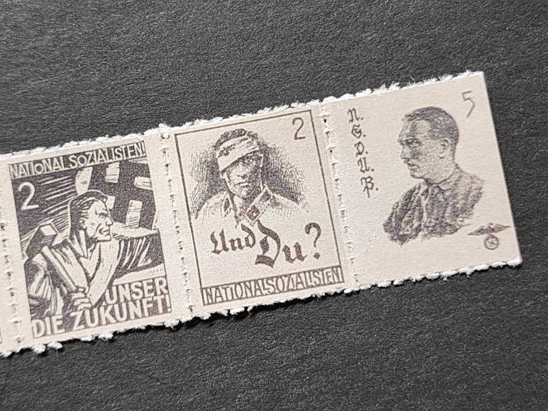 WW2 WWII German Third Reich NSDAP Nazi Germany Adolf Hitler ++ 5 Stamps ...