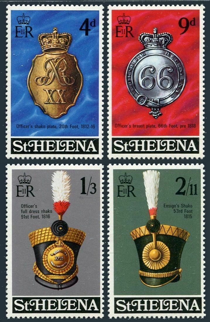 St Helena 240-243,MNH.Michel 227-230. Regimental emblems 1970.Shako ...