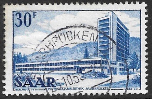 SAAR FRENCH PROTECTORATE 1952-54 30fr University Library Pictorial Sc ...