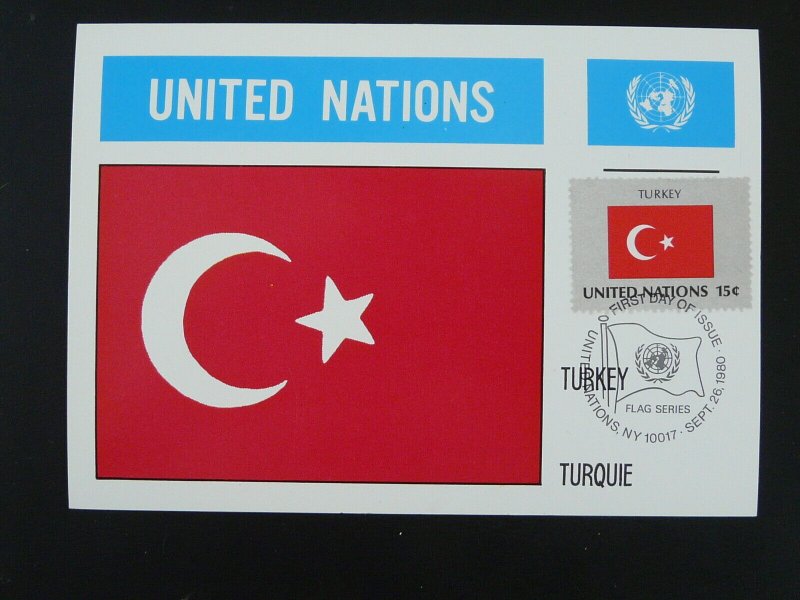 national flag of Turkey maximum card United Nations UNO 1980 ...