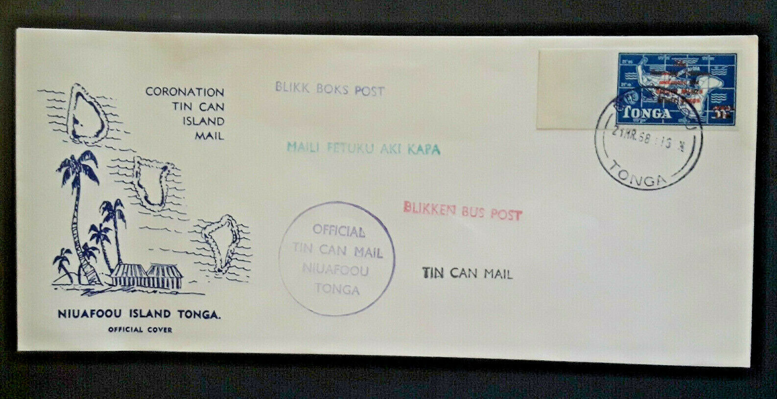 1968 Niuafo'ou Island Tonga Official Cover Coronation Tin Can Island ...
