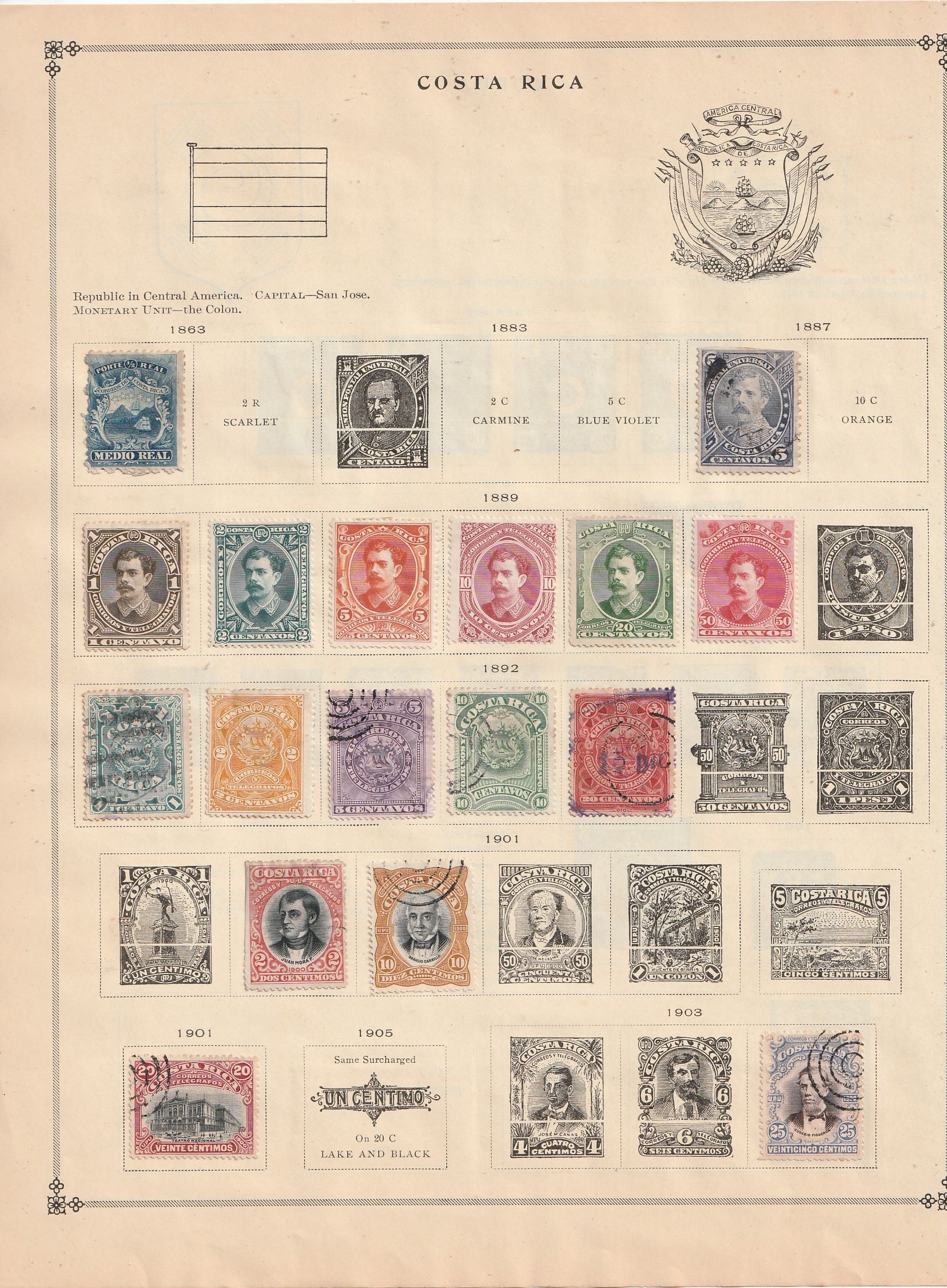 Costa Rica Collection - 6 Scans, All the stamps are in the scans ...