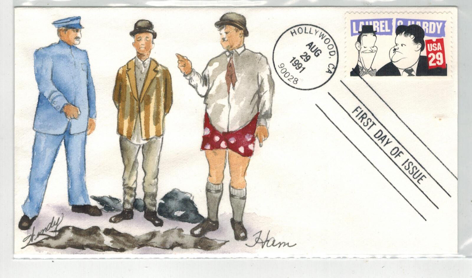 HAM Handpainted FDC Comedians Series 2562 Laurel & Hardy Humorous ...