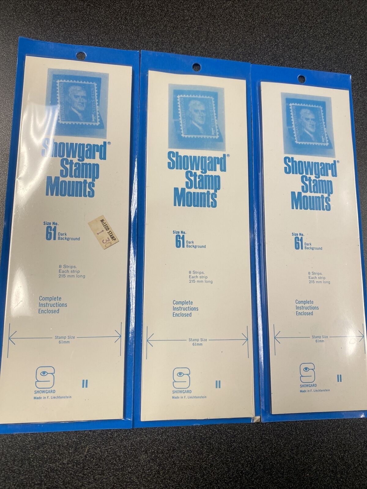 Showgard Stamp Mounts - Black #61x 215 - 8 Strips Group Of 3 ( See As ...