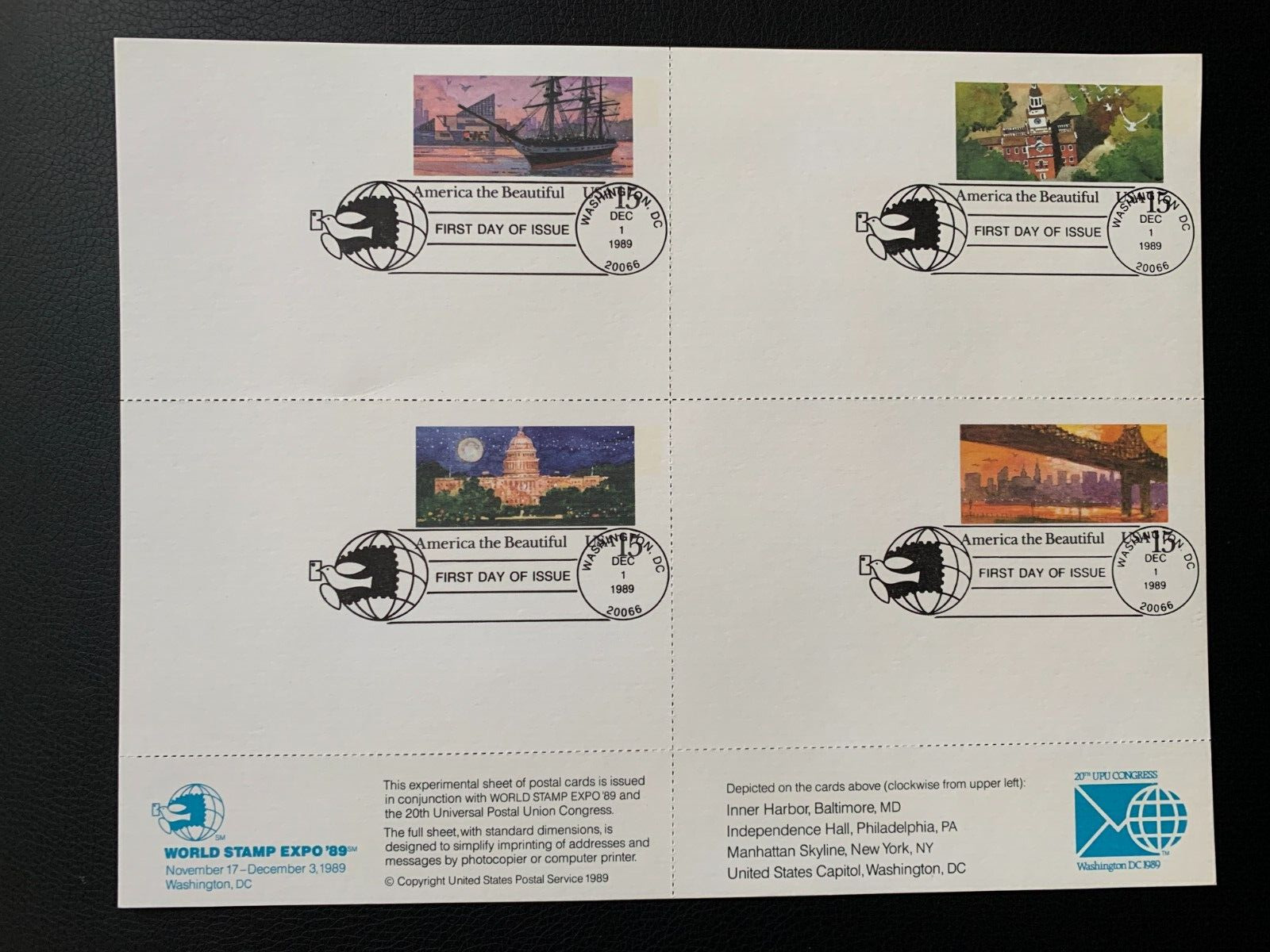 Scott UX139 - UX142, 15c, America the Beautiful, Uncut sheet of 4 ...