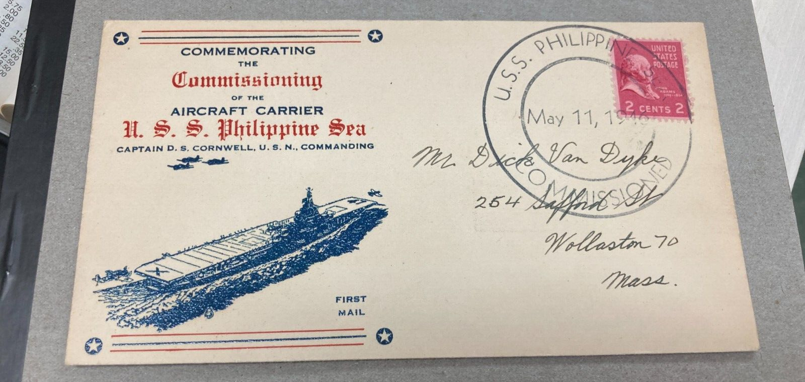USA 1946 Commissioning of the Aircraft Carrier U.S.S. Philippine SEA ...