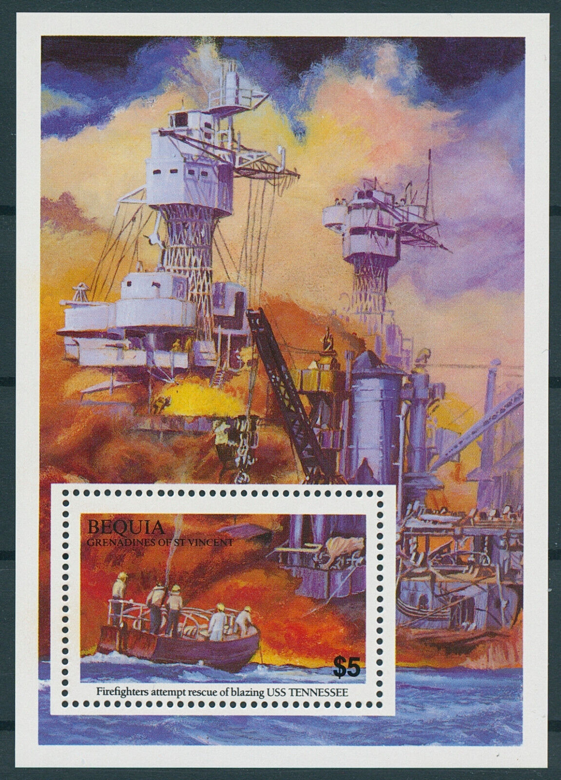 Bequia Stamps 1991 MNH Pearl Harbor Attack WWII WW2 Military Ships 1v S ...