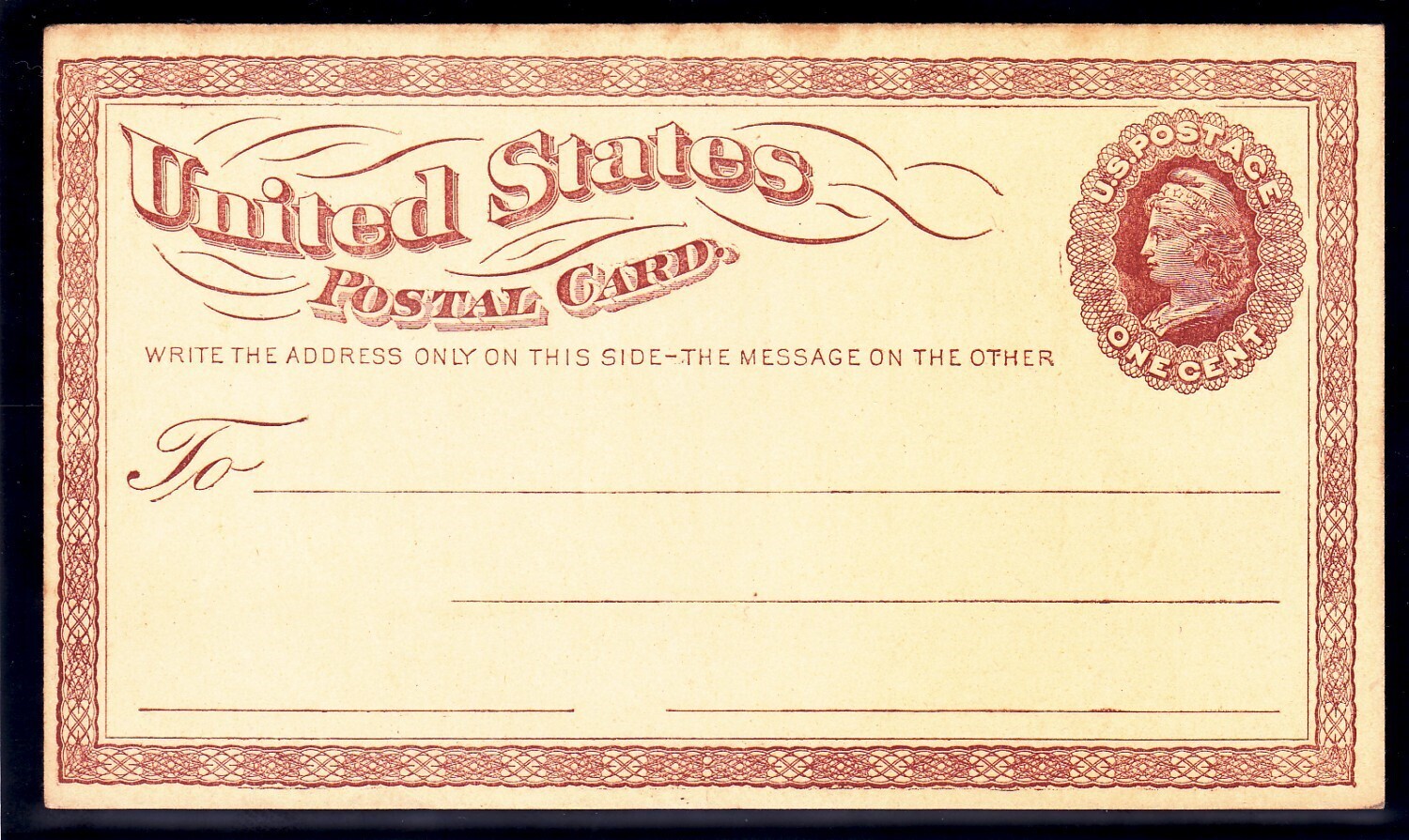 US UX1 MNH 1873 1¢ US Postal Card - Large USPOD Watermark Very Fresh ...