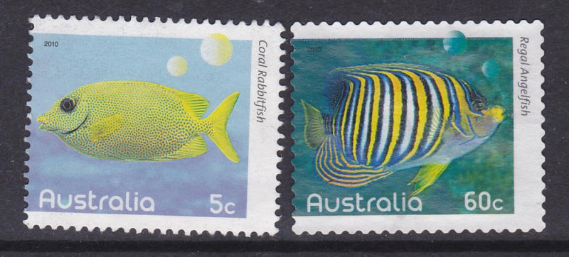 Australia - 2010- "Reef Fish-Coral Rabbit Fish-Royal Angel Fish"- 5c ...