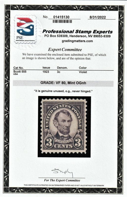 555 MINT VF 80, OGnh grade | United States, General Issue Stamp / HipStamp