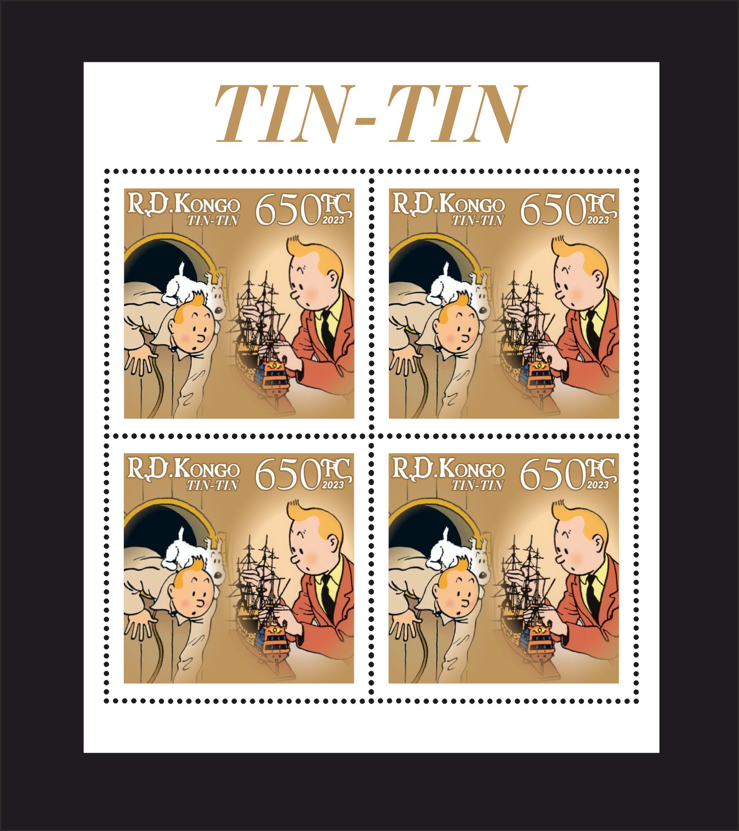 Stamps.Comics Adventures of Tintin 9 sheets perf 2023 year Congo NEW ...