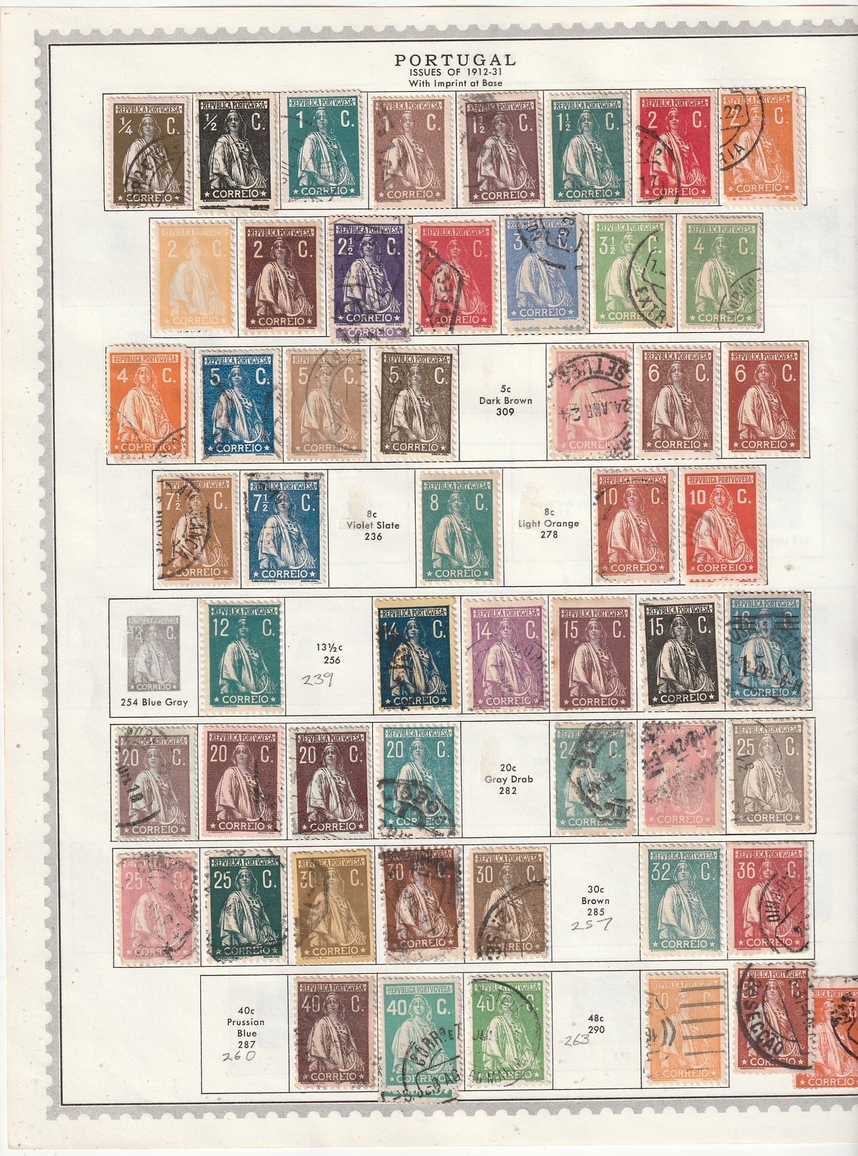 Portugal Collection A-3 1915-1931 Pages 5-6 - All 85 stamps are in the ...