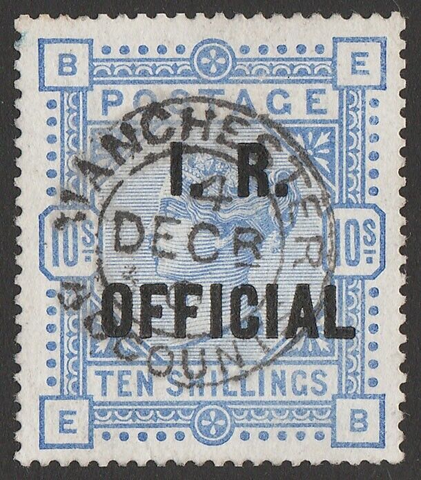 GREAT BRITAIN 1882 I.R. OFFICIAL on QV 10/- white paper. with 2 ...