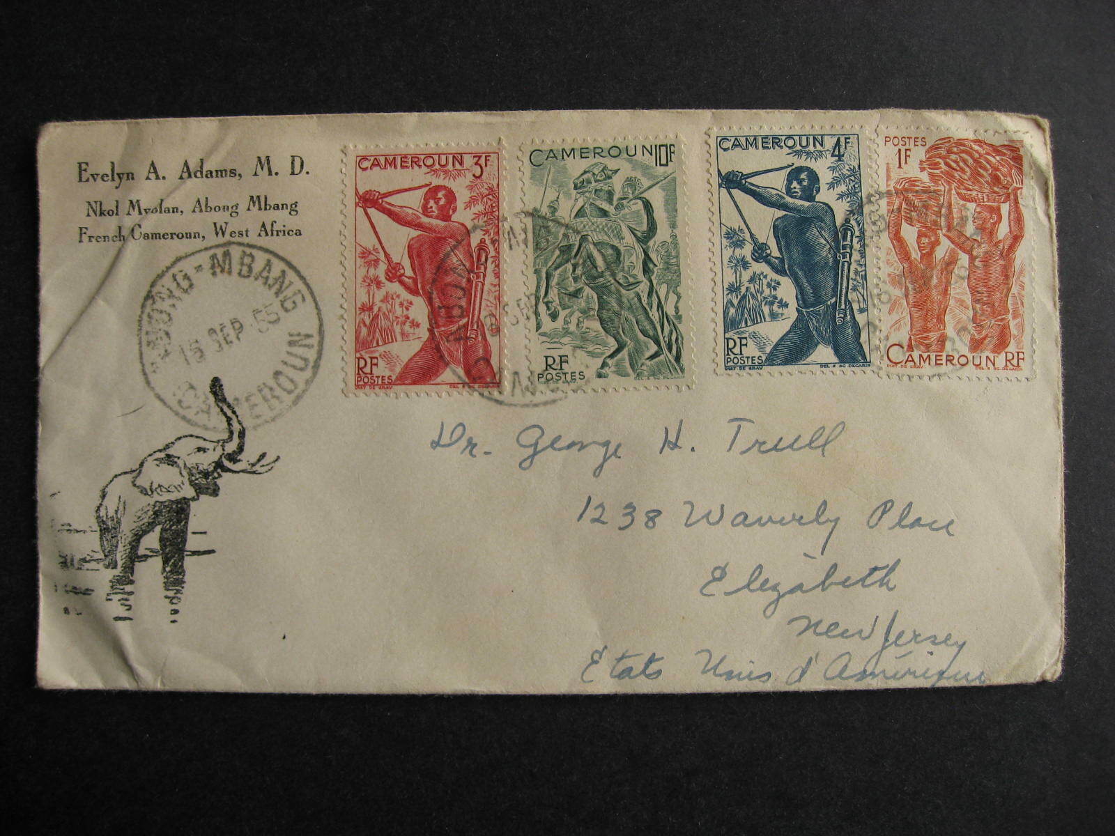 Cameroon Cameroun cover with Elephant cachet to USA check it out ...