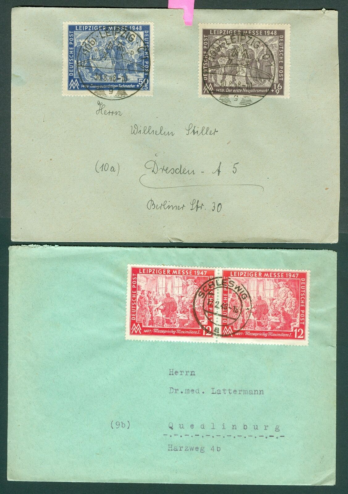 Germany. 1947-48. 2 Covers Postal Used Leipziger Messe. air #580. + 16/ ...
