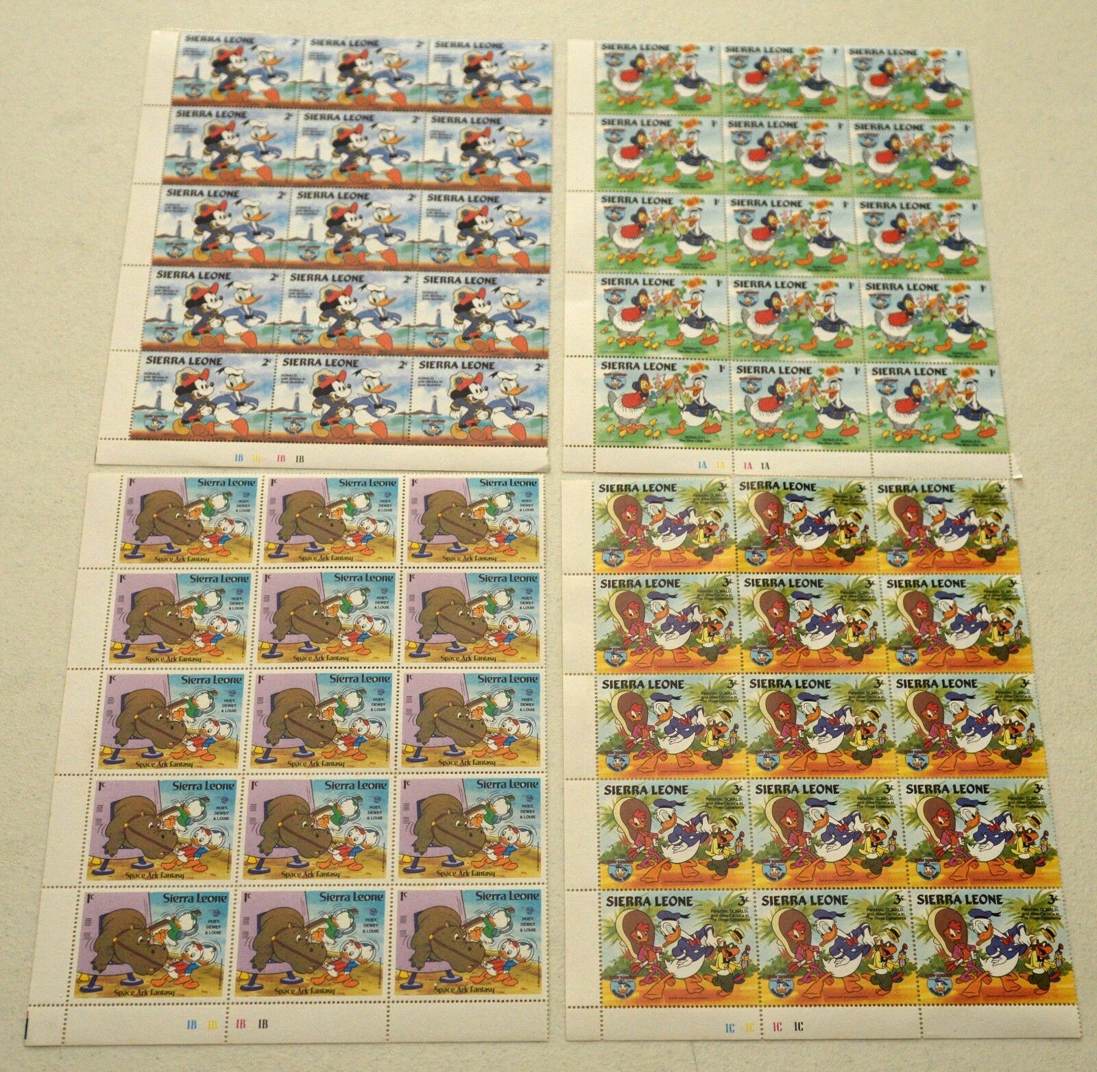 4 Sierra Leone DISNEY DONALD Topical Stamps Postage Blocks Sheets ...