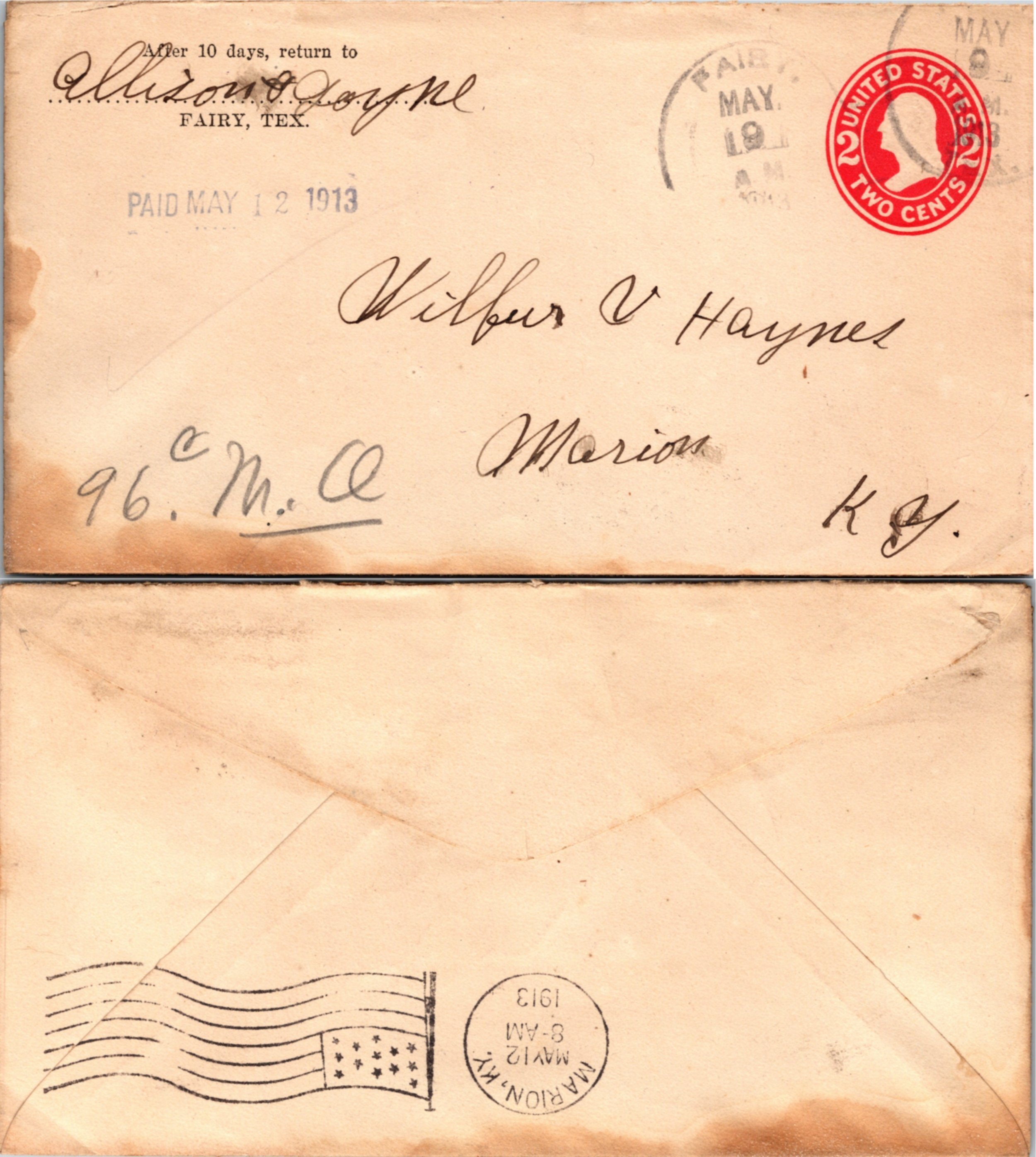 Fairy, Hamilton County, DPO Dead Post Office 1884-1957 ( Postal History ...
