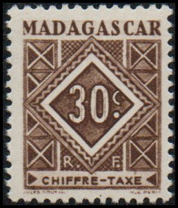 Madagascar J32 - Mint-H - 30c Numeral (1947) | Africa - Madagascar ...