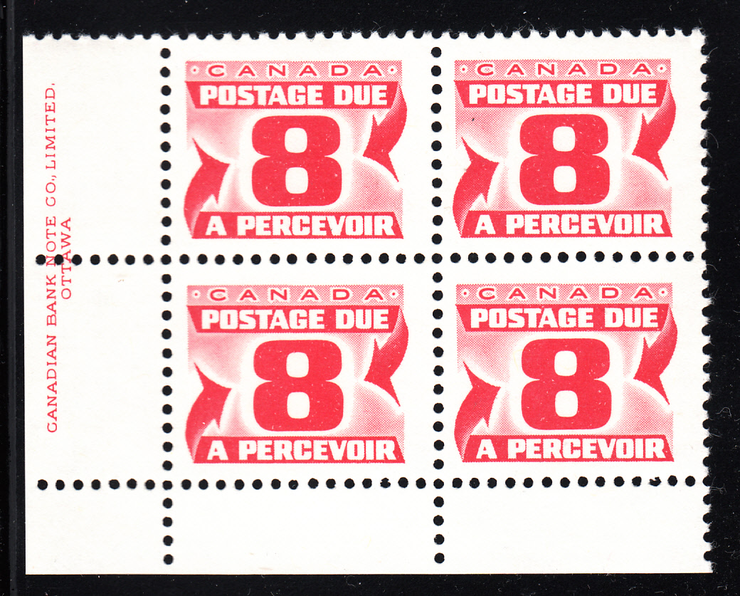 Canada 1978 MNH Sc J34a 8c Fourth Issue Postage Due Lower left Plate ...