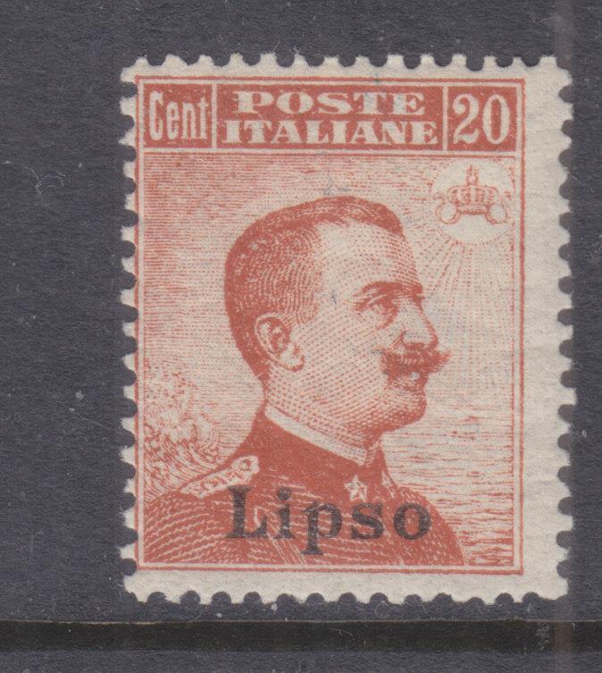 ITALIAN OCCUPATION, DODECANESE, AEGEAN, LIPSO, 1917 no watermark, 20c ...