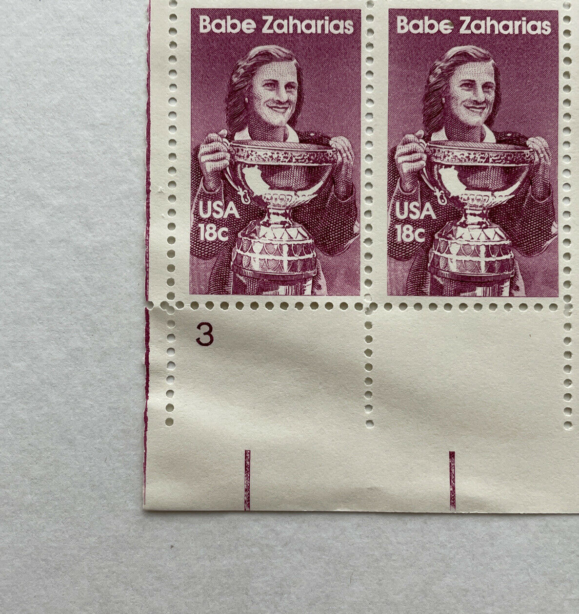 Scott #1932 BABE ZAHARIAS Sheet of 50 US 18¢ Stamps 1981 NH, Selvage ...