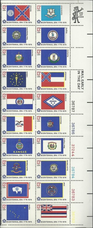 # 1633-82 1976 PLATE STRIP ONLY Mint Never Hinged ( MNH ) STATE FLAGS ...