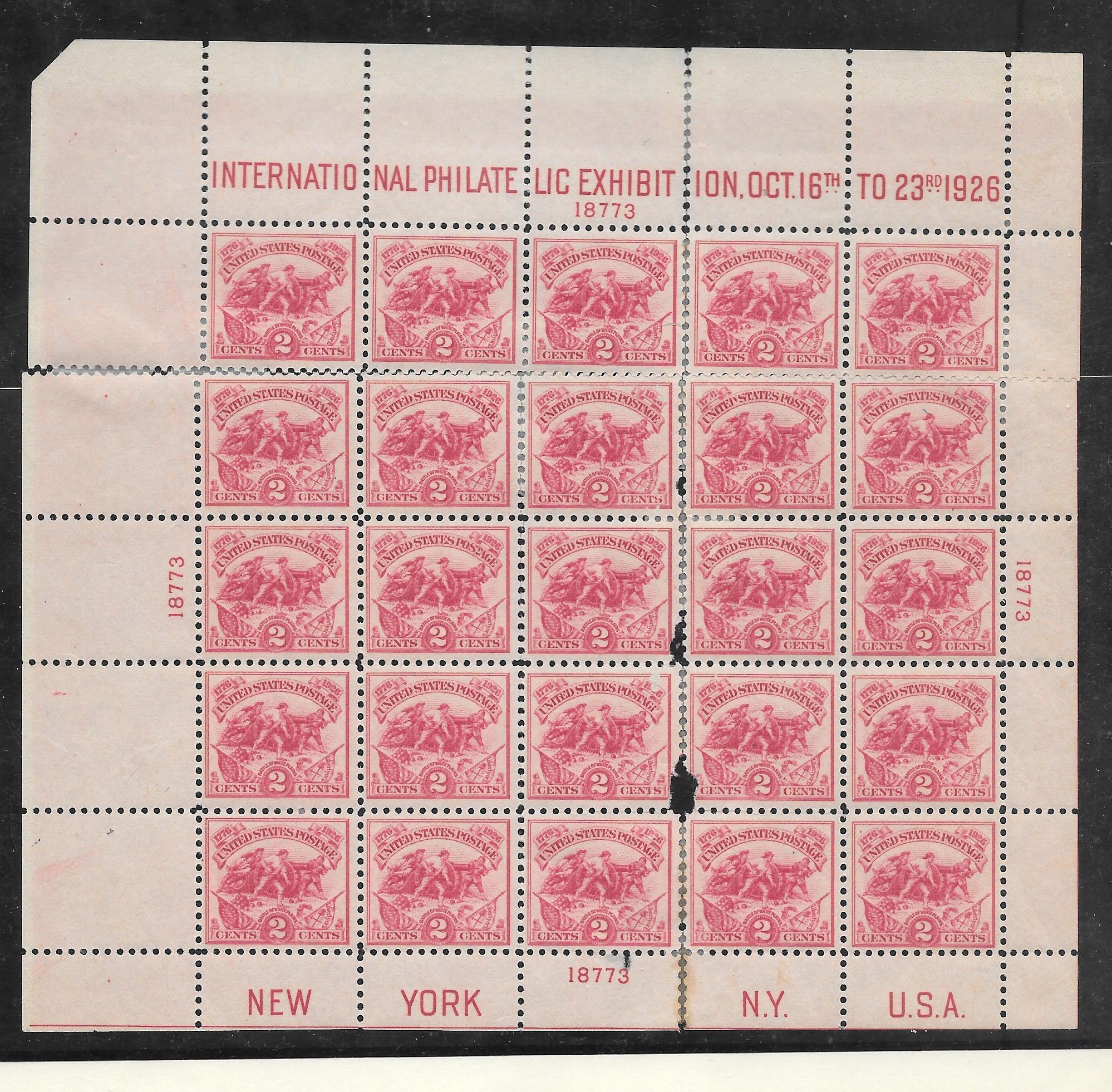 #630 MH Top strip & 8 stamps Separated Reinforced W/ Stamp Hinges ...