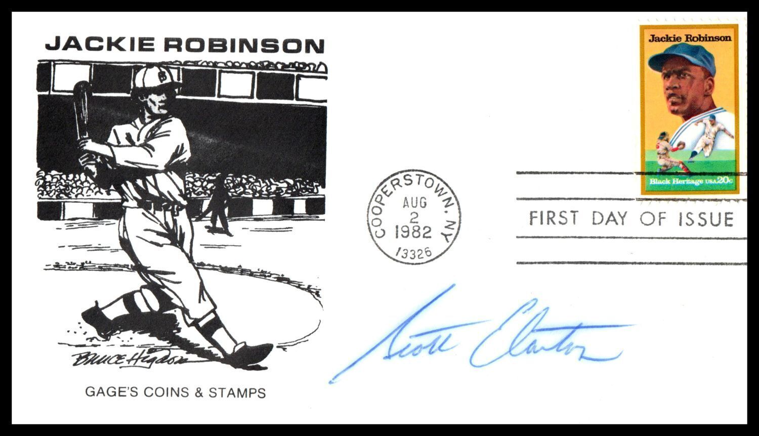 1982 Jackie Robinson baseball legend Sc 2016 FDC signed Scott Elarton ...
