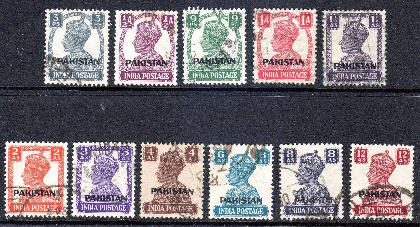 PAKISTAN-- 1947 - sg btw 1/12 - USED --2 | Asia - Pakistan, Stamp ...