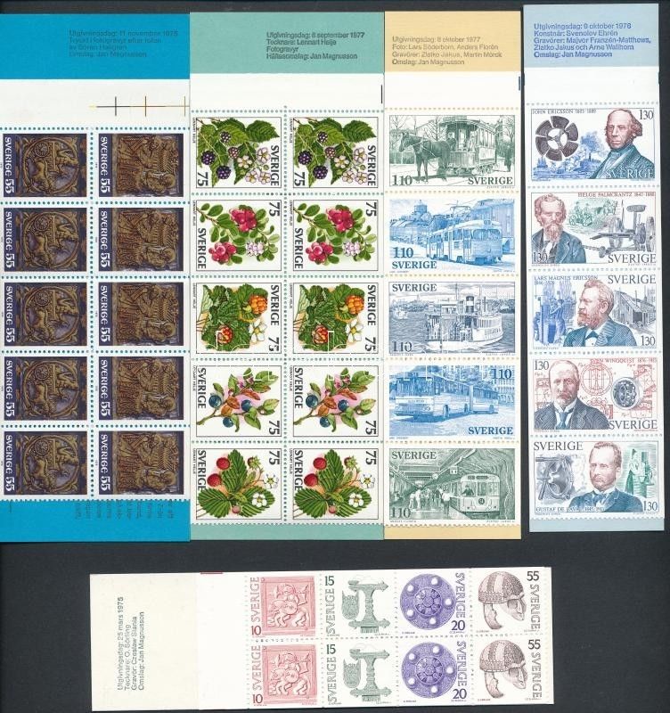 Sweden stamp 5 stamp-booklets 1975 MNH MH 49,54,57,62,63 WS217848 ...