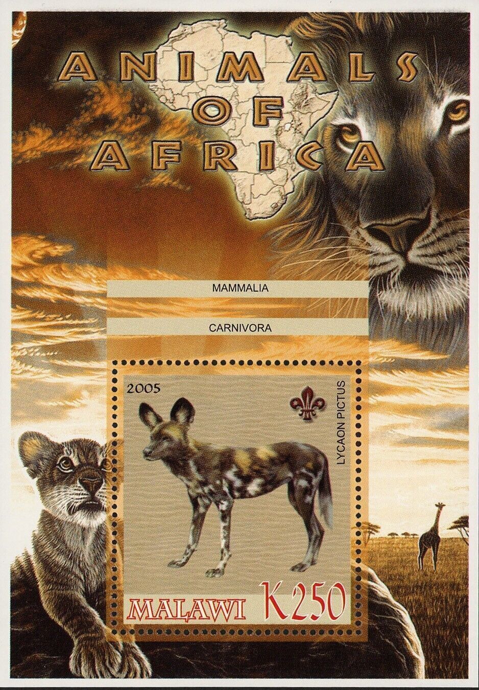 Malawi Animals of Africa Mammals Lycaon Pictus Souvenir Sheet Mint NH ...