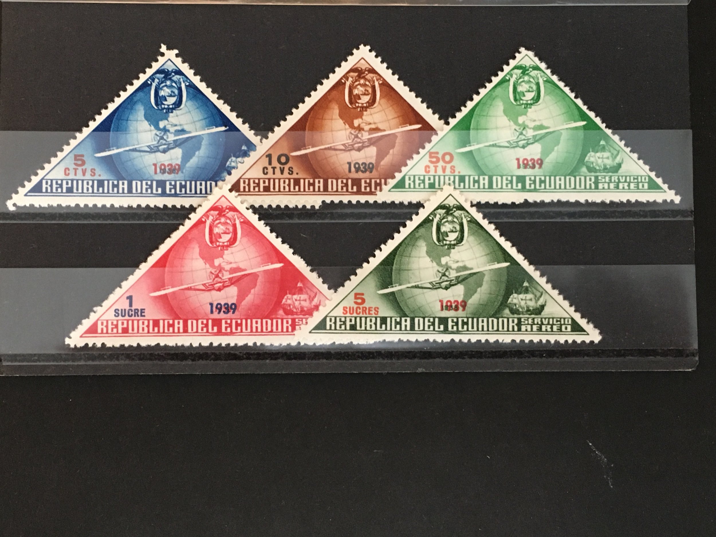 Ecuador 1939 Airmail Triangle Cinderellas Complete Set of 5 MLH ...