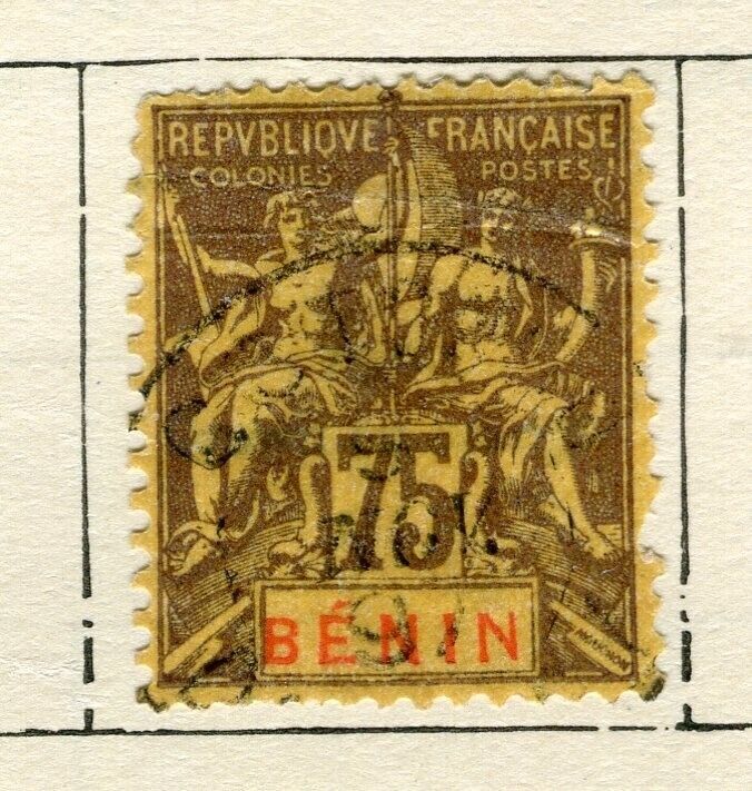 FRENCH COLONIES; BENIN 1890s classic tablet type issue used hinged 75c ...