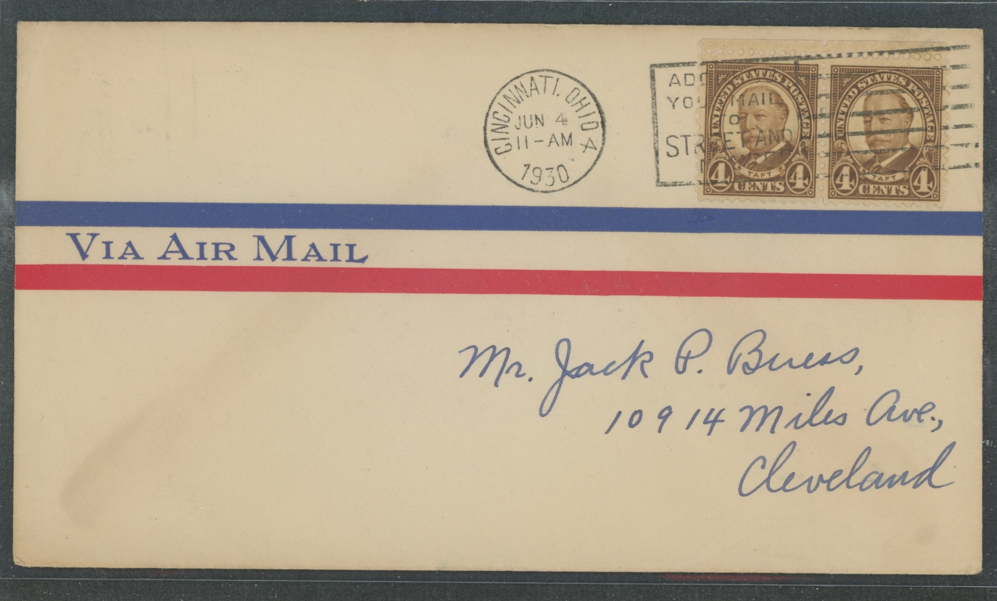 US 685 (1930) 4c Taft definitive (pair)-sheet stamp on an uncacheted ...