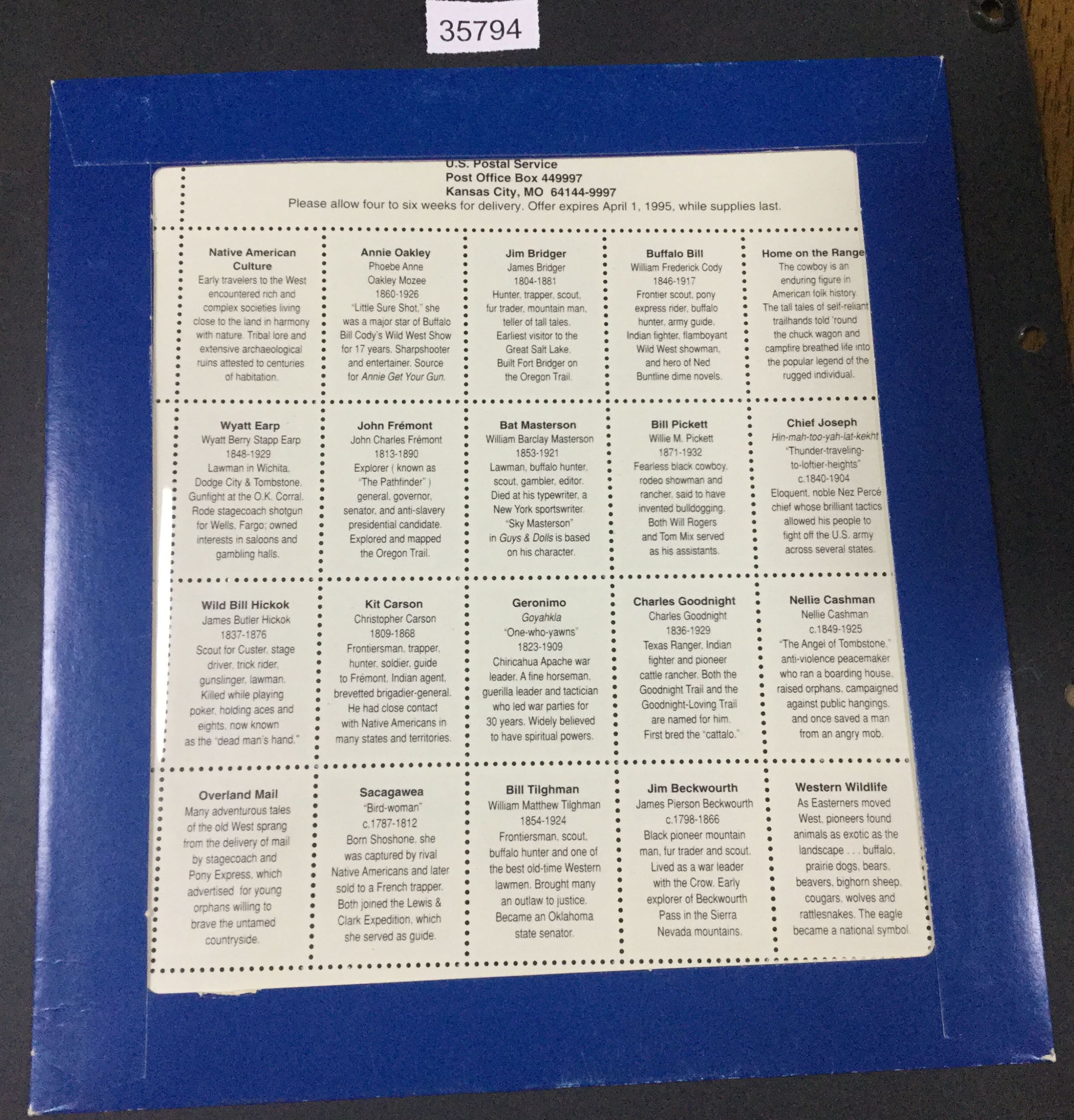 US Stamps #2870 Mint OG NH Sheet Recalled Legends of the West LOT ...