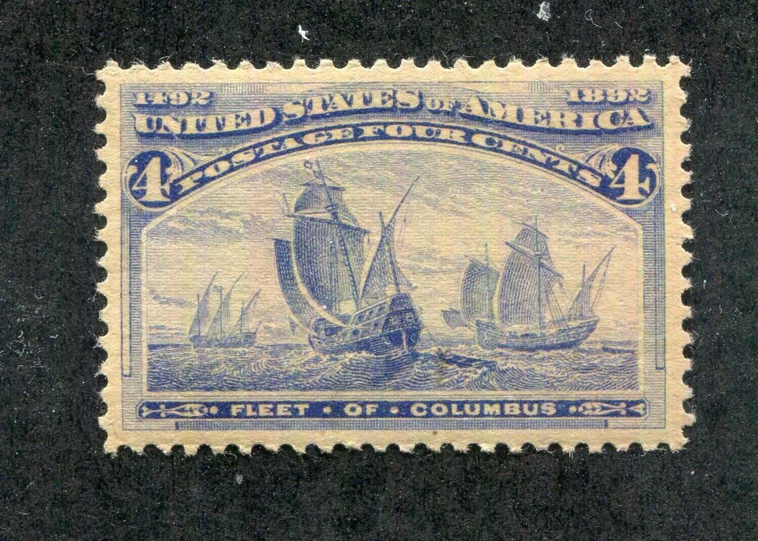 US Scott #233, 1893 Fleet of Columbus 4c VF+ Face and Mint Very Light ...