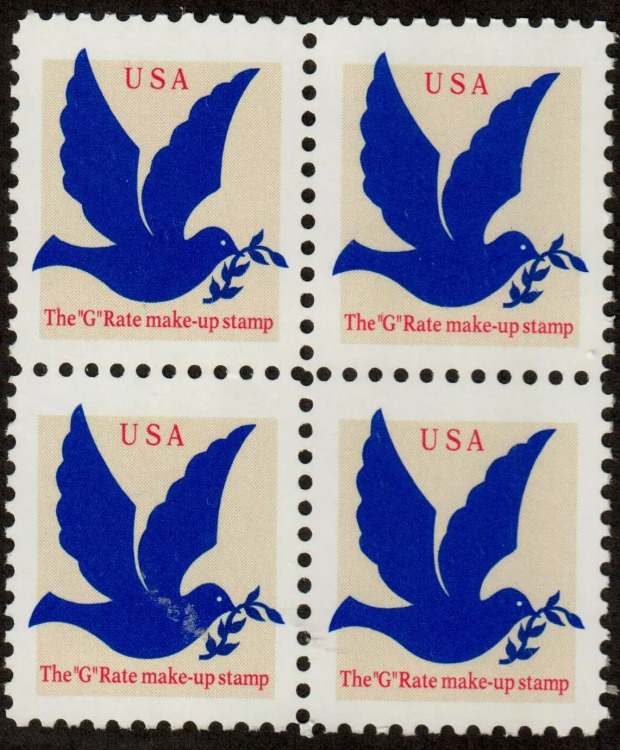 Scott#: 2878 - Rate Makeup Stamp 3¢ 1994 SV Perf 10.8x10.9 Block of ...