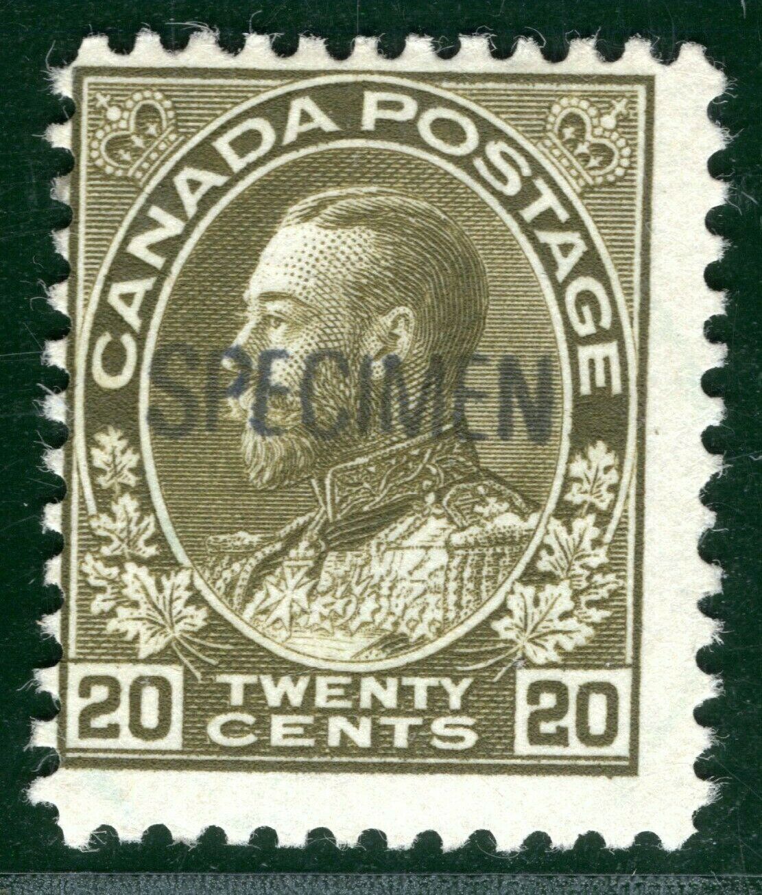 Canada KGV Admiral Stamp SG.212var 20c Specimen (1912) Mint MNG ...
