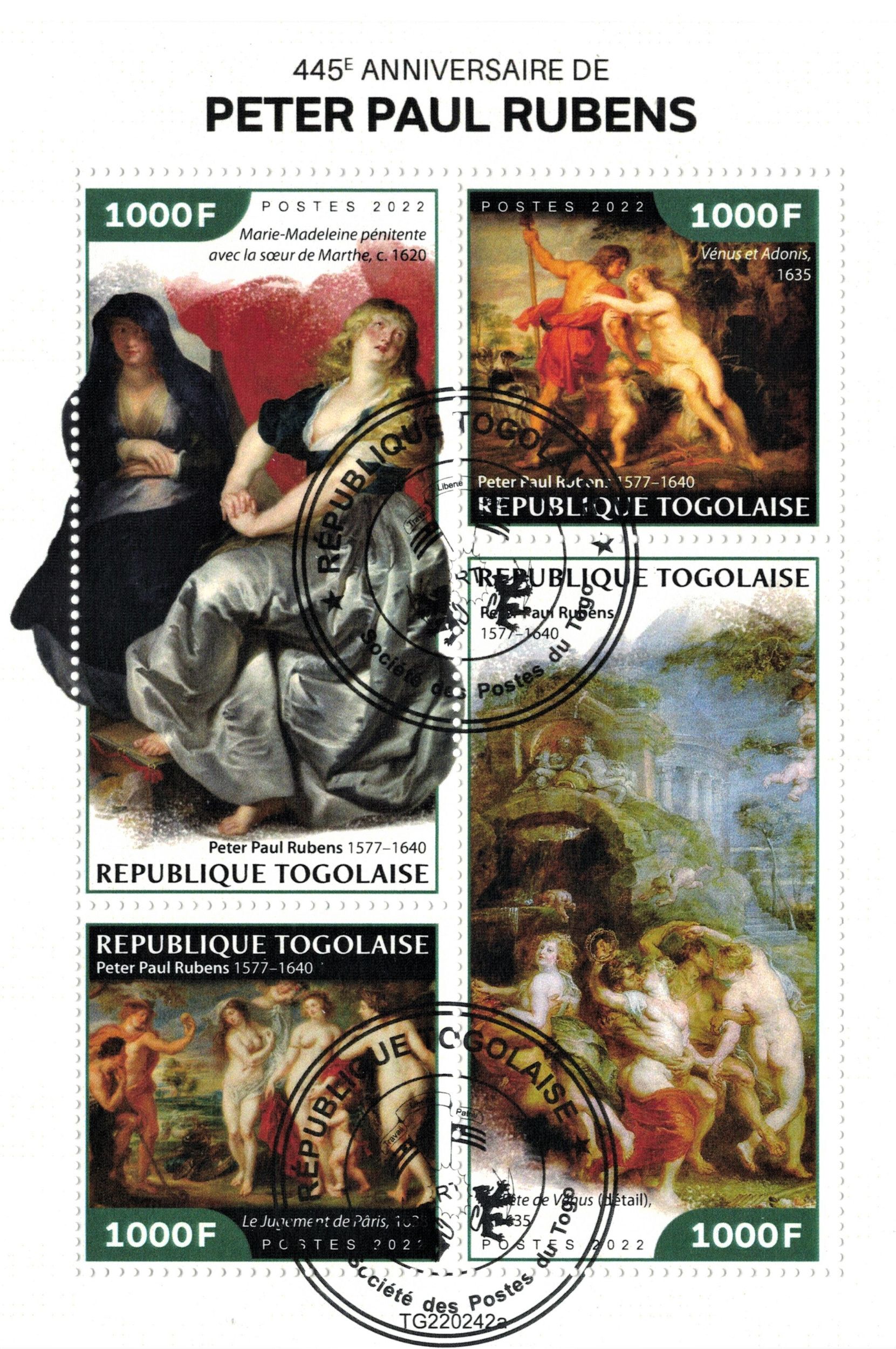 TOGO 2022 - Paintings, nudes Rubens / minisheet | Africa - Togo ...