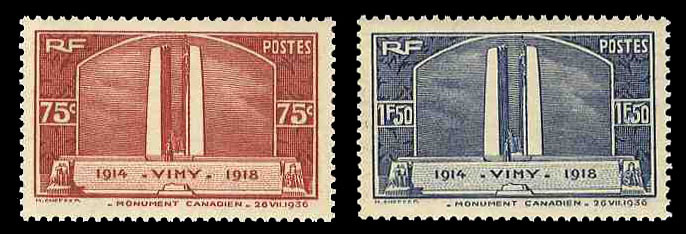 France, 1900-1950 #311-312 (YT 316-317) Cat€72, 1936 Canadian War ...