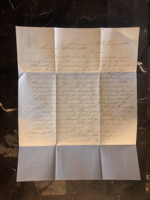 1864 Durango Mexico Stampless Letter sheet Cover To Parral Chihuahua ...