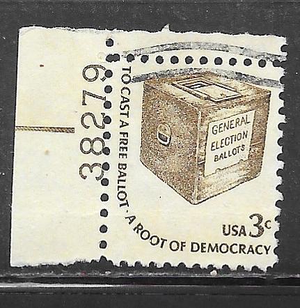 USA 1584: 3c Cast a Free Ballot, plate no single, used, F-VF | United ...