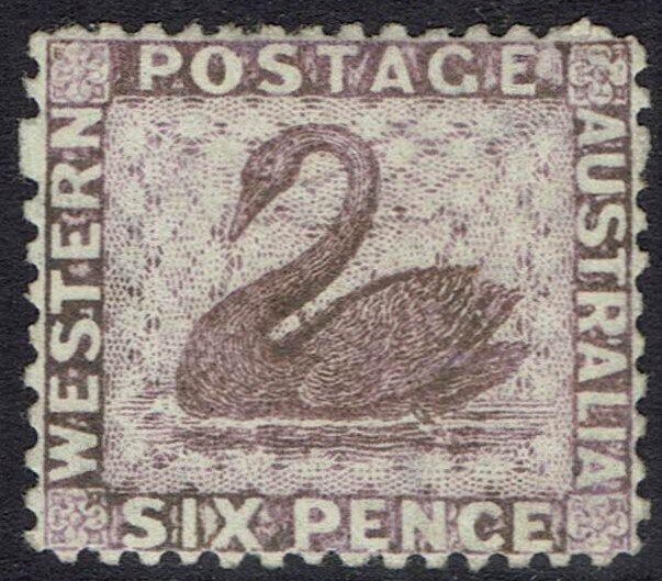 Western Australia 1864 Swan 6d WMK Crown CC Upright Perf 12½ ...