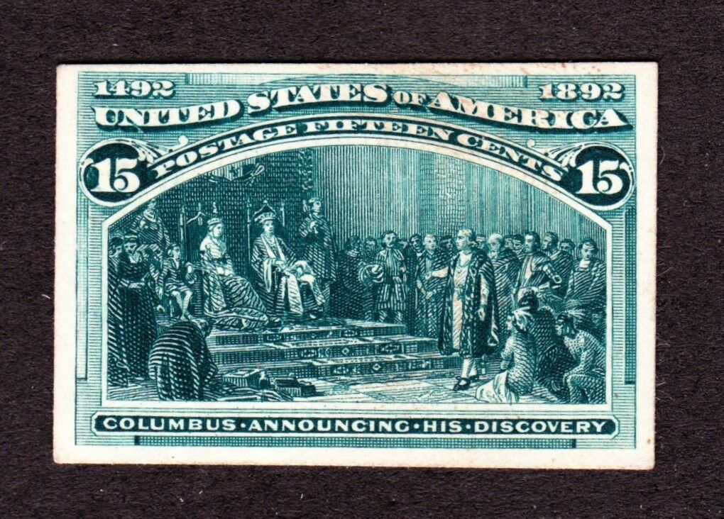 US 238P4 15c Columbian Exposition Plate Proof on Card F-VF SCV $80 (001 ...