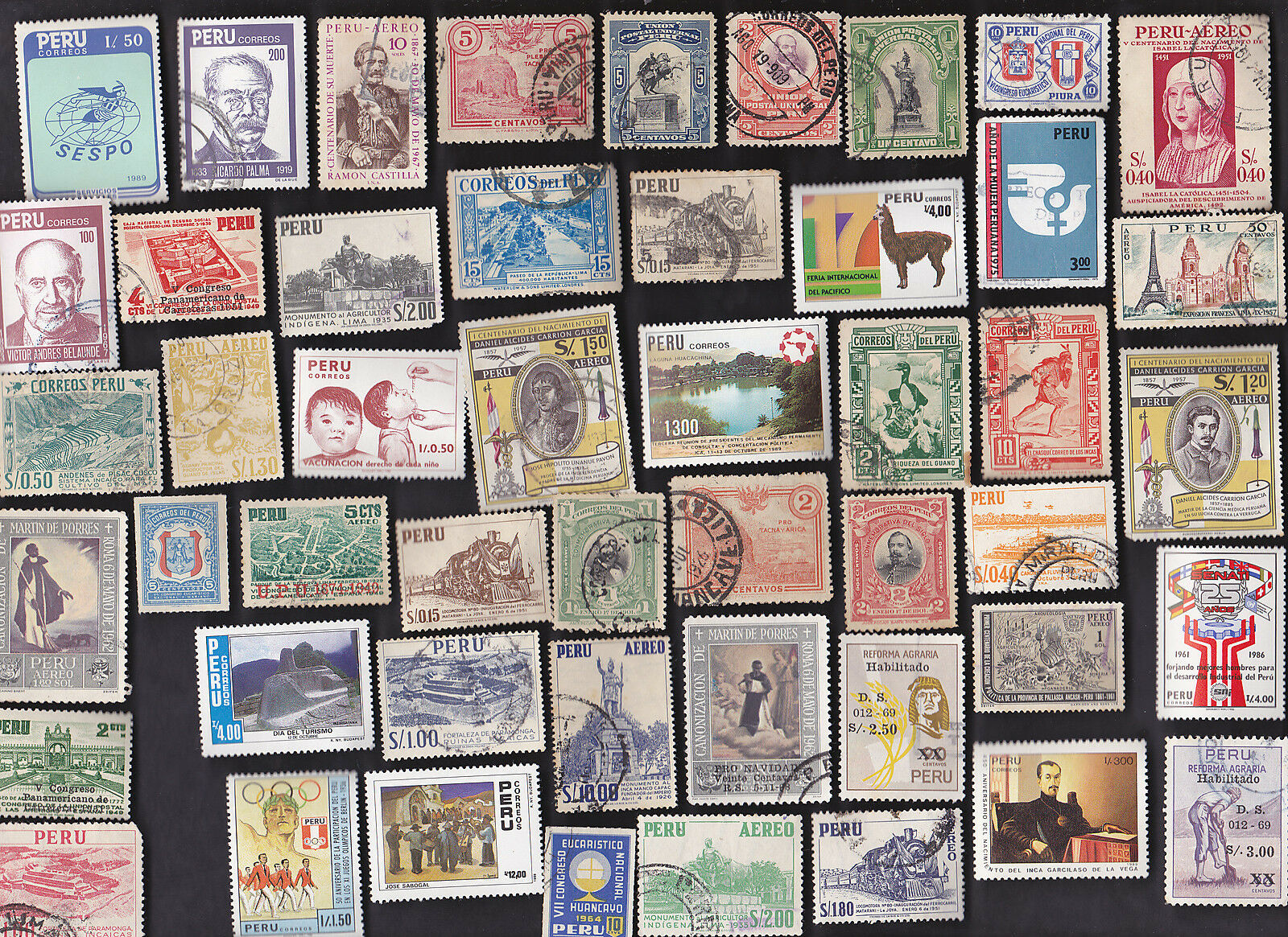 100 All Different PERU COMM & PICT STAMPS | Central & South America ...