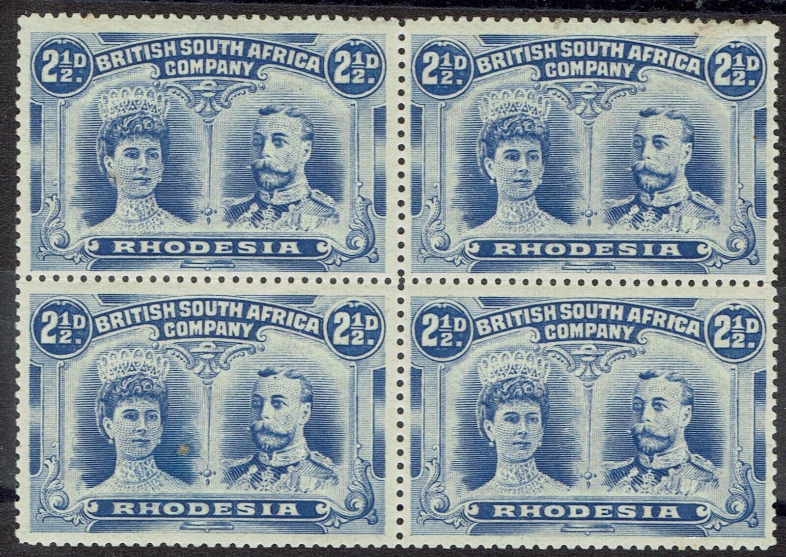 Rhodesia 1910 KGV Double Head 2½D Perf 15 */** Block | Africa ...