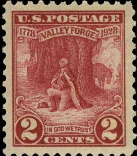 1928 2c George Washington, Valley Forge, Carmine Rose Scott 645 Mint F ...
